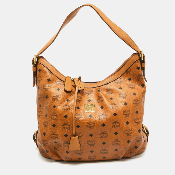 MCM | Bags | Mcm Cognac Visetos Coated Canvas And Leather Large Hobo ...